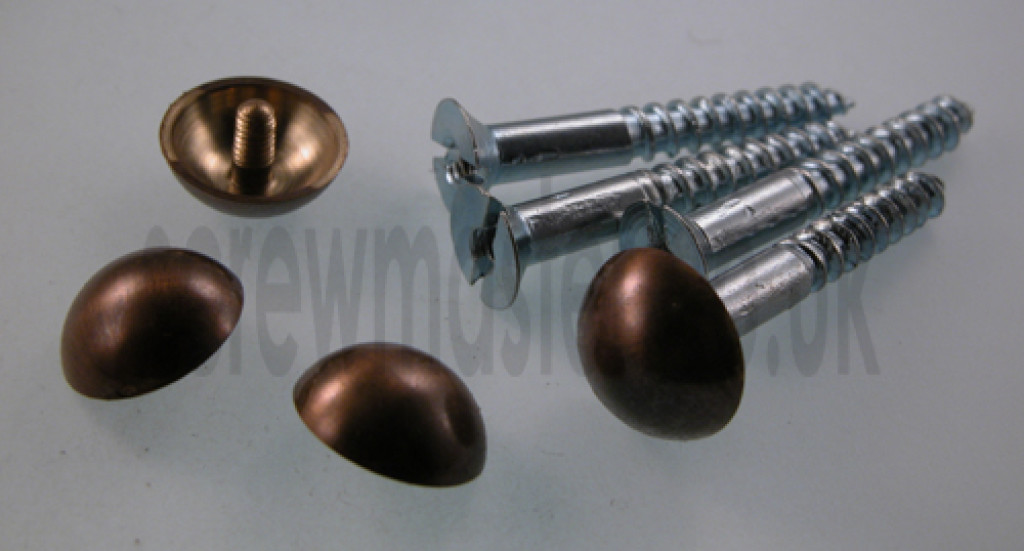 set of 4 Mirror Screws with Bronze Dome screw in Cap 12mm diameter