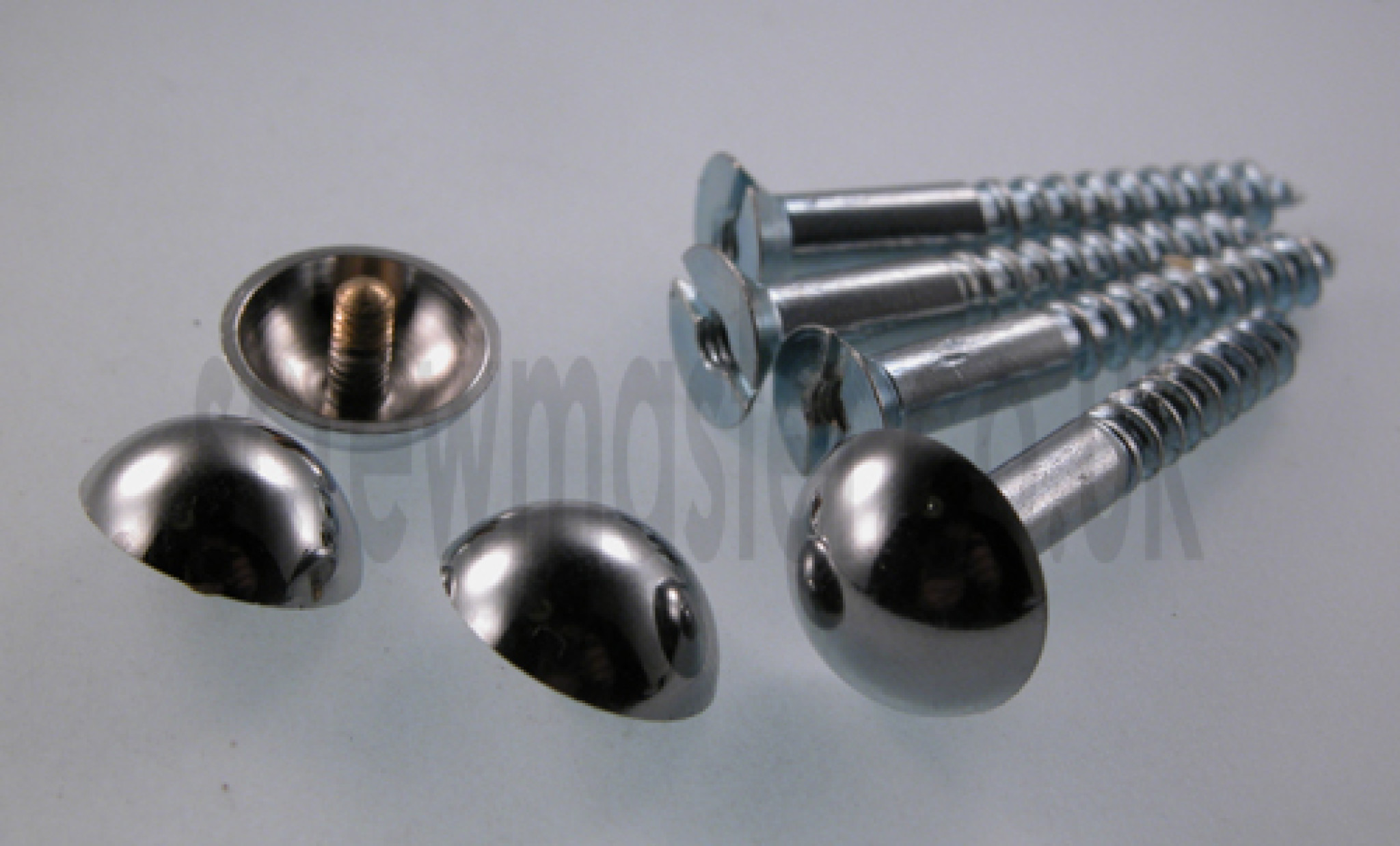 set of 4 Mirror Screws with polished Chrome Dome screw in Cap 12mm diameter