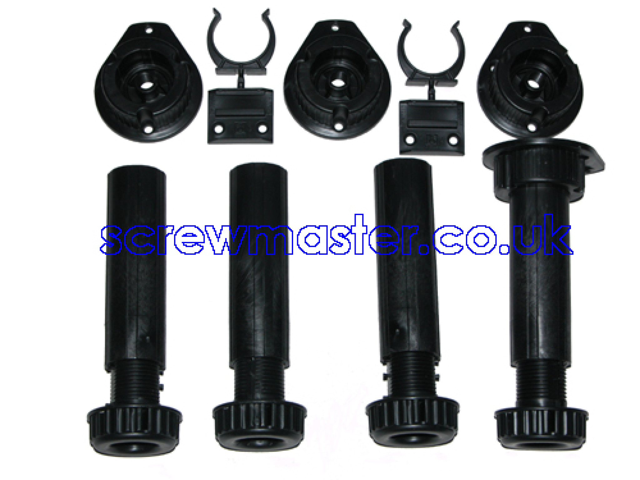 Plinth Feet - Set of 4 Cabinet Legs 150mm plastic adjustable for ...